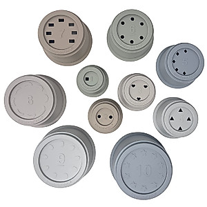 BraveJusticeKidsCo. Silicone Educational Stacking Cups (10 Pieces) | Baby Sorting and Counting | Bath Toys | Early Motor Development | Best Montessori Toy Gift for 6 Month+ Boys & Girls