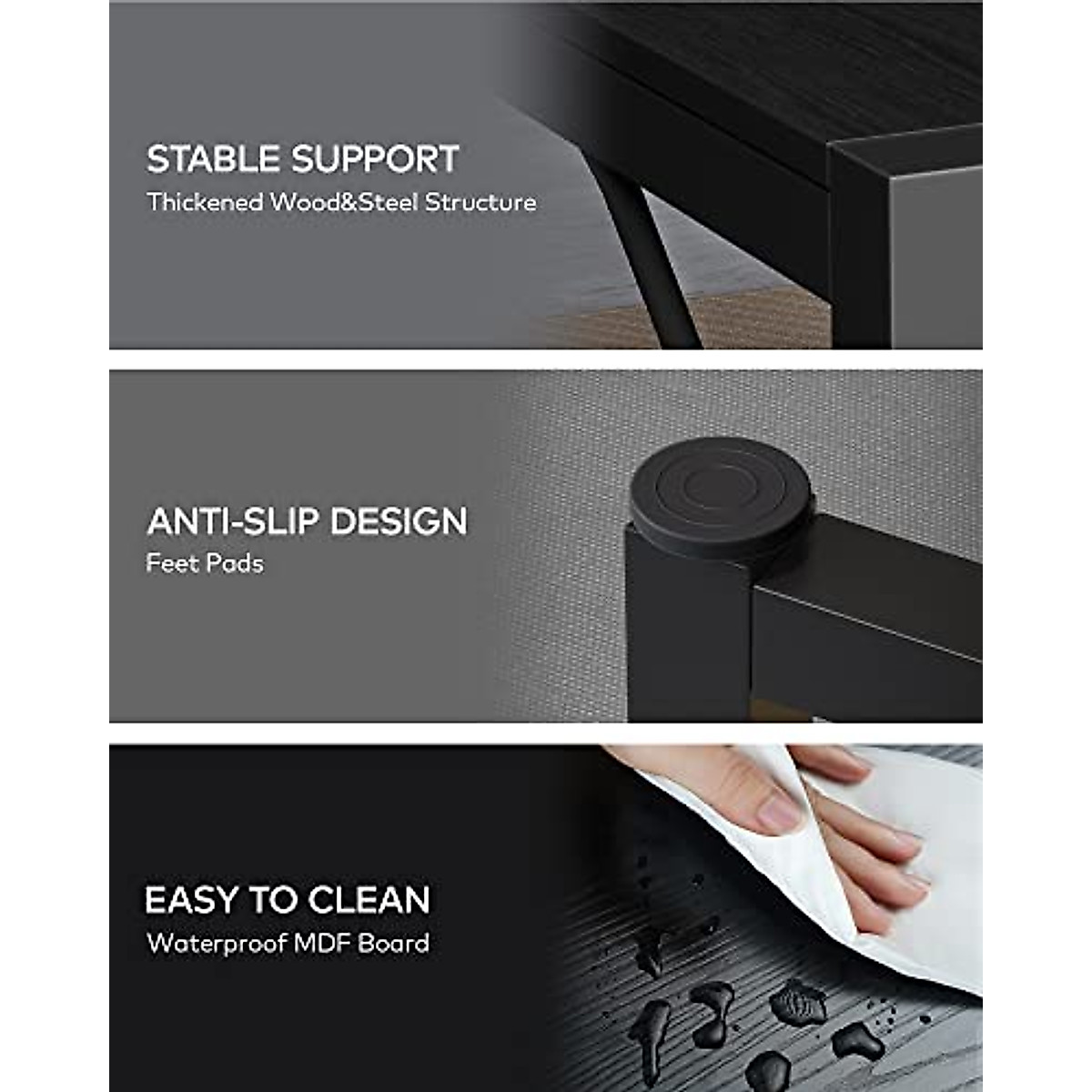 Bealife Dining Table Set for 4, Modern Kitchen Table Set with 2 Benches, 45.5in 3-Piece Soho Dining Room Table Set with Metal Frame and MDF Board, Sturdy Structure, Space-Saving Furniture (Black)