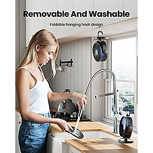 Gaiatop Small Desk Fan Baterry Operated, 360°Rotation Rechargeable Portable Fan 3 Speed Strong Airflow, 5.5 Inch USB Quiet Table Fan for Home, Office, Bedroom, Camping (Black)