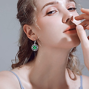 Shamrock Earrings Sterling Silver St Patrick’s Day Earrings Celtic Knot Leverback Earring Four Leaf Clover Earrings Green Irish Jewelry Gifts