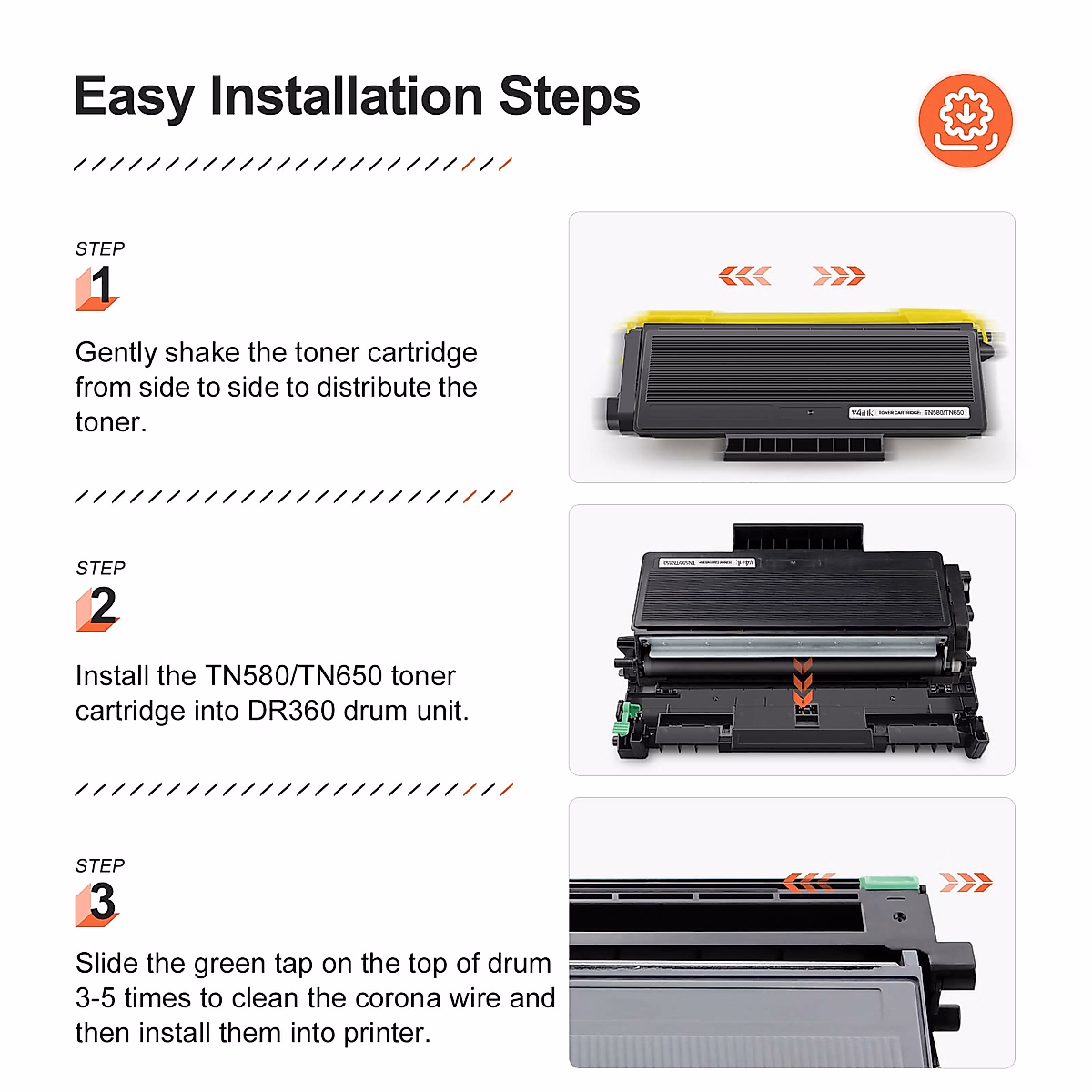 v4ink Compatible Drum Replacement for Brother DR520 DR620 1Pack for DCP-8060 8065 8080 8085 HL-5240 5250 5270 5280 5340 5350 5370 5380 MFC-8460 8480 8660 8670 8680 8690 8860 8870 8880 8890 (Not Toner)