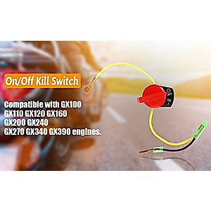 QAZAKY On/Off Engine Stop Kill Switch Control Compatible with GX110 GX120 GX160 GX200 GX240 GX270 GX340 GX390 ED1000 EZ1400 EG1400 EG1000 EZ2500 EZ3500 EZ5000 WT30XK4 WT40XK3 CC4033 26A-BPH3710