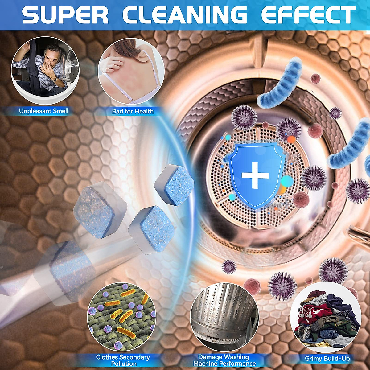 DORPETLY Washing Machine Cleaner, 32 Tablets Washer Machine Cleaner Household Supplies, Deep Cleaning Tablets for Front Loader, Top Load Washer and HE