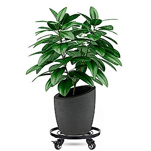 Patio Plant Trivet with Wheels | Outdoor Plant Stand with Wheels | Rolling Plant Stand with Casters Heavy Duty (44lbs Capacity) | Plant Dolly with Wheels | Modern Plant Stand Caddy (Set 2)