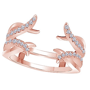 DS Jewels Women 14K Gold Plated Alloy Cubic Zirconia Solitaire Ring Guard Wrap Enhancer Jacket Wedding Engagement Ring Size 4 to 11