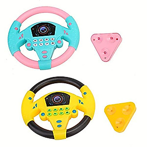 Garosa Simulated Driving Controller 21 x 3.5 x 21cm Co-Driver Simulated Steering Wheel Educational Music Toy for Children Kids 4 5 6 Years Old ( Blue)