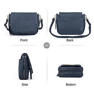 GLITZALL Medium Crossbody Bags for Women Faux Leather Shoulder Purse and Small Cross Body Handbag with Multi Pockets,Navy