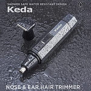 KEDA Products Water Resistant Stainless Steel Nose and Ear Hair Trimmer with LED Light