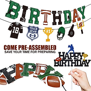 Football Birthday Party Decorations Pack for Football Touchdown Sports Theme Birthday Party Decoration - Includes Happy Birthday Banners, Cake Topper and Balloons