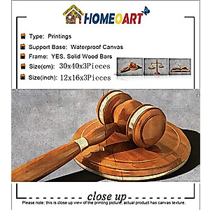 HOMEOART Lawyer Office Decor Painting Black and White Canvas Prints Framed Ready to Hang 12"x16"x3 Panels