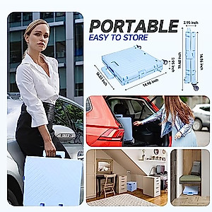 Honshine Foldable Cart with Stair Climbing Wheels, Collapsible Rolling Crate with Telescoping Handle, Handcart for Grocery Book File Tool Art Supplies(Blue)