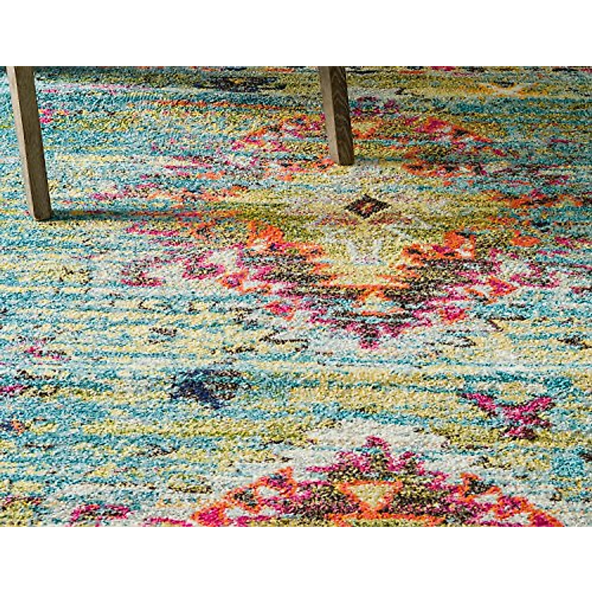 Unique Loom Vita Collection Over-Dyed Southwestern Tribal Vintage Area Rug, Rectangular 5' 0" x 8' 0", Turquoise/Yellow