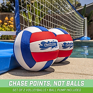 GoSports Pro Neoprene Pool Volleyball 2 Pack, Waterproof Volleyballs with Ball Pump