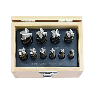 Shars 3/16-3/4" 4 Flute HSS Single End Center Cut End Mill Set 10PCS 404-5872 M)