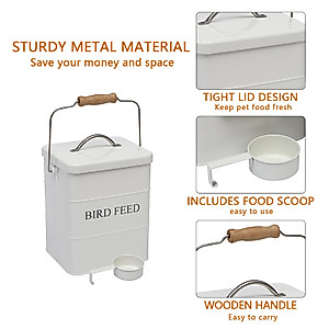 Morezi Bird Seed and Feed Storage tin with lid Included - White-Coated Carbon Steel - Tight Fitting lids - Storage Canister tins - White