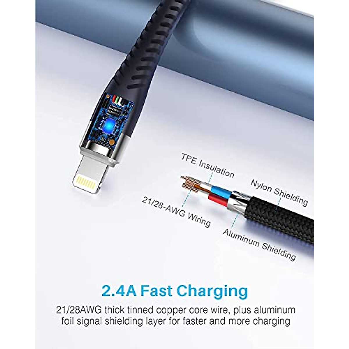 Apple MFi Certified iPhone Charger Cable 10ft, 2Pack Long Lightning Cable 10 Foot, High Fast/Data Sync 10 Feet Apple Charging Cable Cord for Apple iPhone 13/12/11 Pro/11/XS MAX/XR/8/7/6s/6/Plus/5,iPad