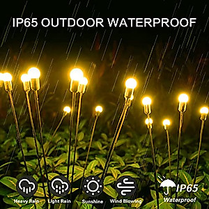 BENJEN 4Pack Dual Mode 8LED Solar Powered Firefly Lights,Starburst Swaying Solar Lights Outdoor Waterproof,Solar Garden Decorative Lights Yard Patio Pathway Decoration, Warm White (4 pcs)