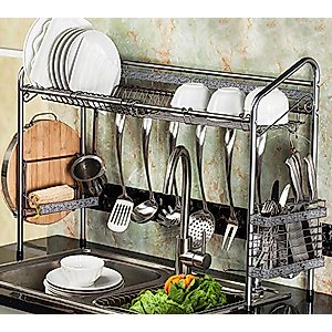 Premium Racks Professional Over The Sink Dish Rack - Fully Customizable - Multipurpose - Large Capacity (Chromium Steel)