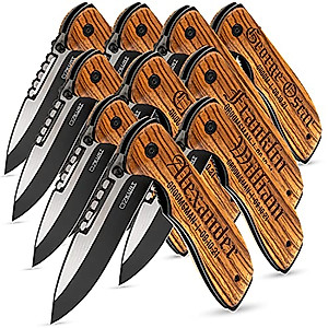 Lara Laser Works Set of 10 - Personalized Pocket Knife for Groomsmen, 16 Font - Groomsman Gifts for Wedding, Groomsmen Proposal Gifts - Custom Engraved Pocket Knives, Bachelor Party,