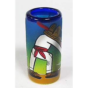 Eye4Art Mexican Tequila Shot Glasses with Tequila Making Scene, Jimador with Blue Agave Cactus handmade and hand painted, 4 shot glasses