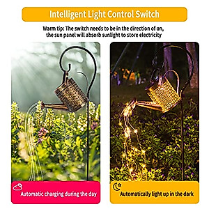 Upgrade Large Watering Can with Lights - Solar garden lights, Waterproof Solar Lanterns Garden Decorations for Outdoor, Pathway, Yard, Deck, Lawn, Patio, Walkway, Courtyard Party Decor Gardening Gift