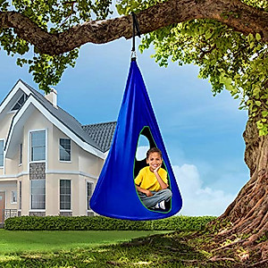Sorbus Kids Nest Swing Chair Nook – Hanging Seat Hammock for Indoor Outdoor Use – Great for Children, (33 Inch, Nest Blue)