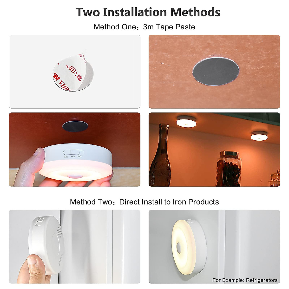 wobsion Puck Lights with Remote, Color Changing Under Cabinet Led Lighting, Closet Light, USB Rechargeable Puck Lights for Counter,Closet,Display Case,Perfect for Home Dec,2 Pack