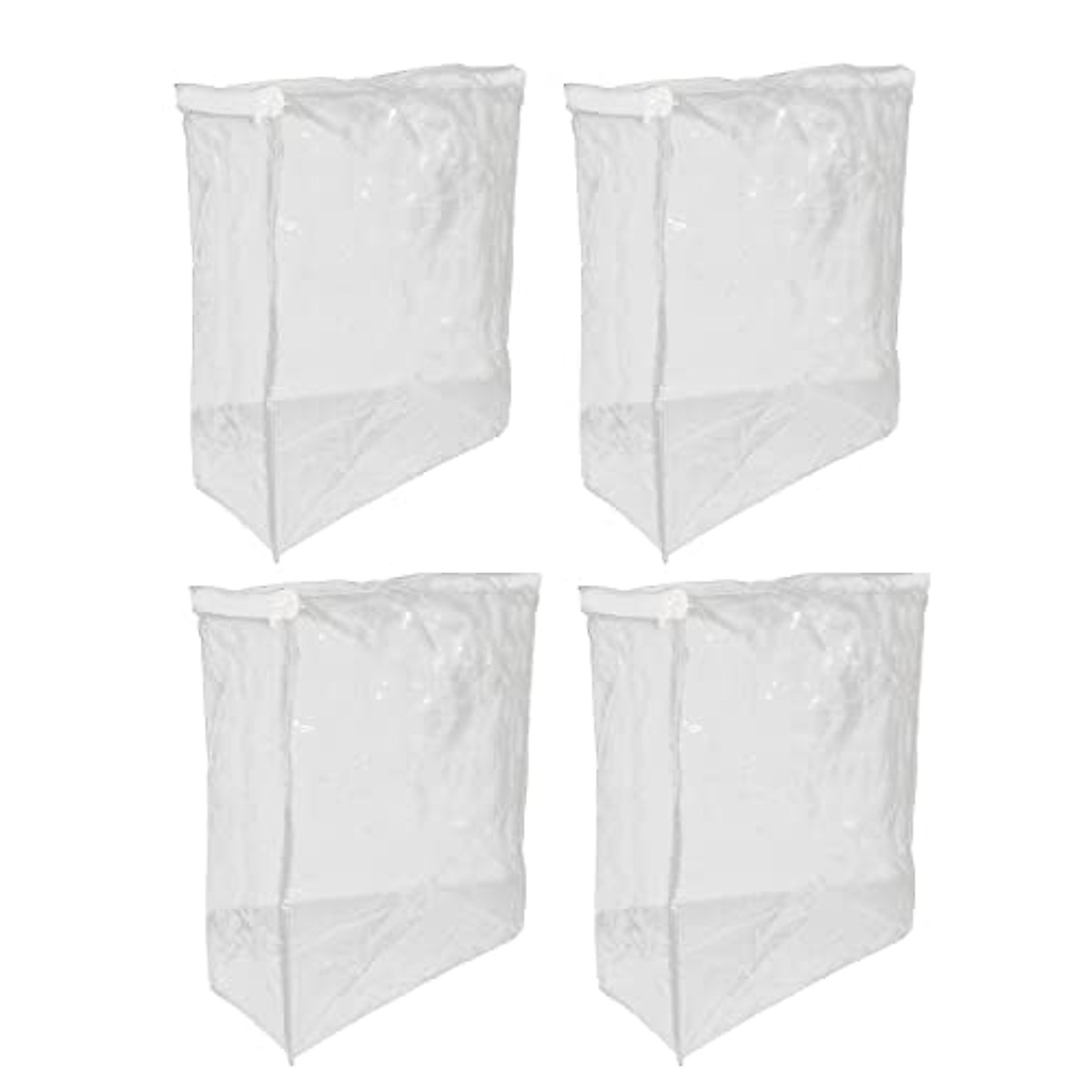 Clear Vinyl Plastic Zippered Blanket Storage Pouch Bags for Throws, Blankets, Quilts - 15 x 6 x 18 Inches 4-Pack Set of Clear Organizer Bags
