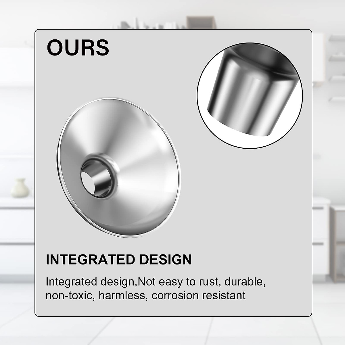 Serinar Stainless steel funnel, 2 large and small mouth filling kitchen funnels, liquids, fluids, spices and powders, durable and washable.