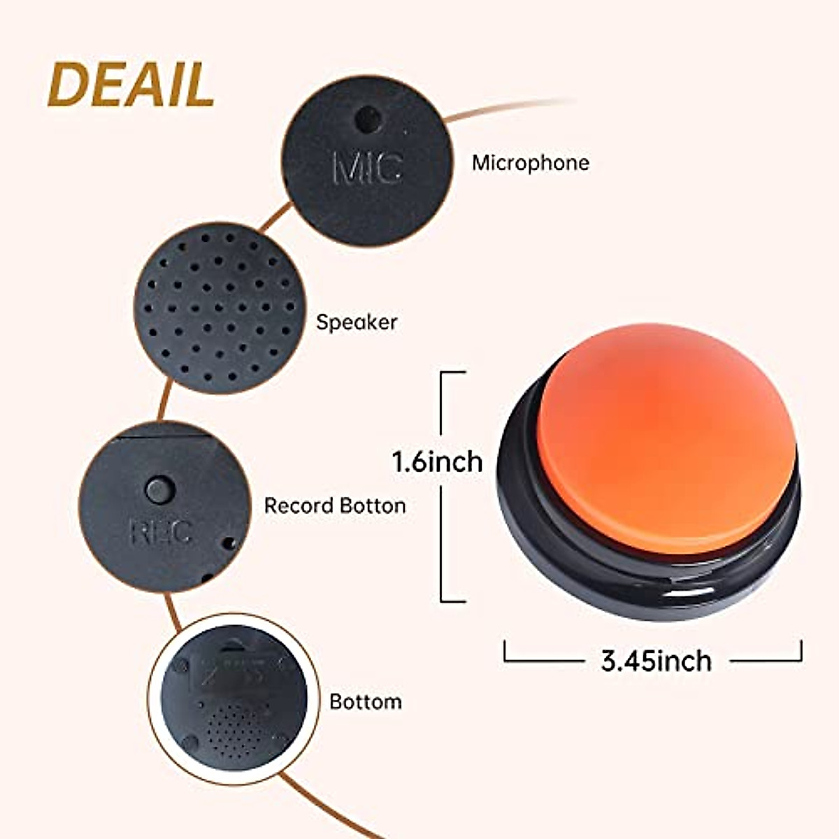 FRQNTKPA 8 Color Voice Recording Button, Dog Buttons for Communication Pet Training Buzzer, 30 Second Record & Playback, Funny Gift for Study Office Home - 8 Color Packs