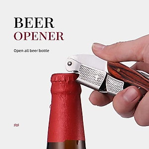 KITVINOUS Wine Opener, Professional Waiters Corkscrew with Foil Cutter & Dual Hinge, Stainless Steel Wine Key for Servers and Bartenders (Pakkawood)