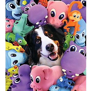 PetSport Naturflex Large Monkey Latex Dog Chew Toy | All-Natural Soft, Squeaky, Non-Toxic Rubber Chew Toy | Safe for Indoor Play | 12"