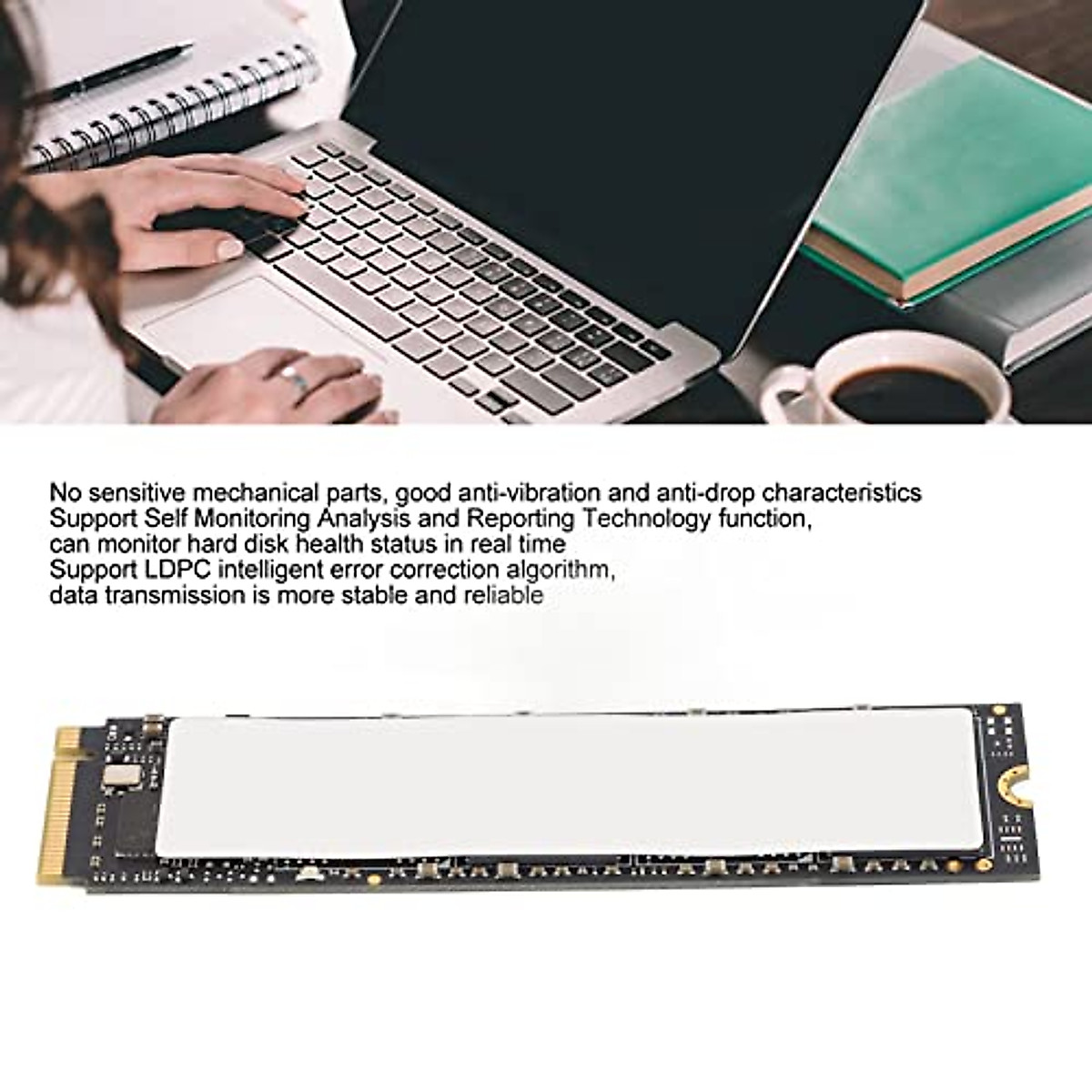 M.2 2280 NVMe SSD, Computer SSD Plug and Play 3D TLC Flash Type for Laptop Desktop PC (256GB)