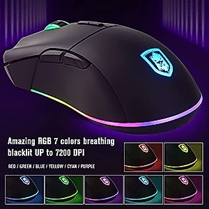 KOLMAX K3 RGB Gaming Keyboard and Mouse Combo,RGB Mechanical feel Gaming Keyboard with Ergonomic Detachable Wrist Rest, Programmable 7200 DPI RGB Gaming Mouse for Windows PC Mac Office/Gaming/Xbox/PS4