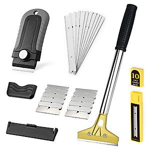 EHDIS Razor Blade Scraper, 1.5'' and 4'' Glass Scraper Tool, Floor Adhesive Remover Scraper with Metal Razor Blades, Paint Scraper Ideal for Cleaning Stove Top, Windows, Glass, Tiles, Wall, Labels