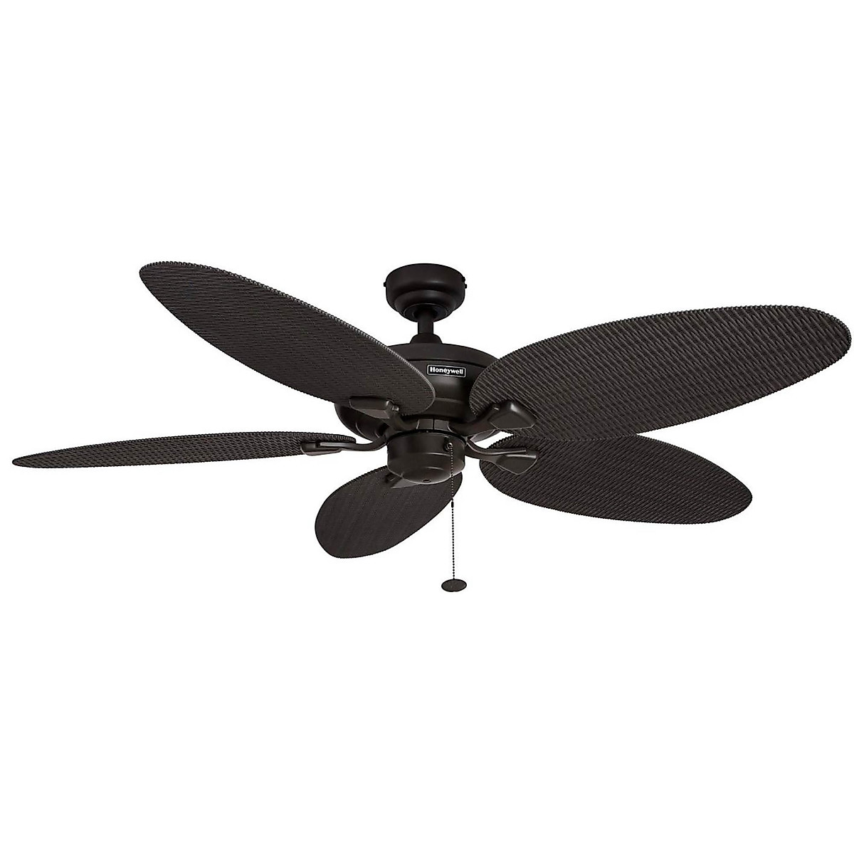 Honeywell Ceiling Fans Duval 52 Inch Ceiling Fan, Quick 2 Hang Indoor/Outdoor Ceiling Fan with Pull Chain, Tri-Mount 5 Blade Tropical Design, ETL Damp Rated, Bronze (50201-01)