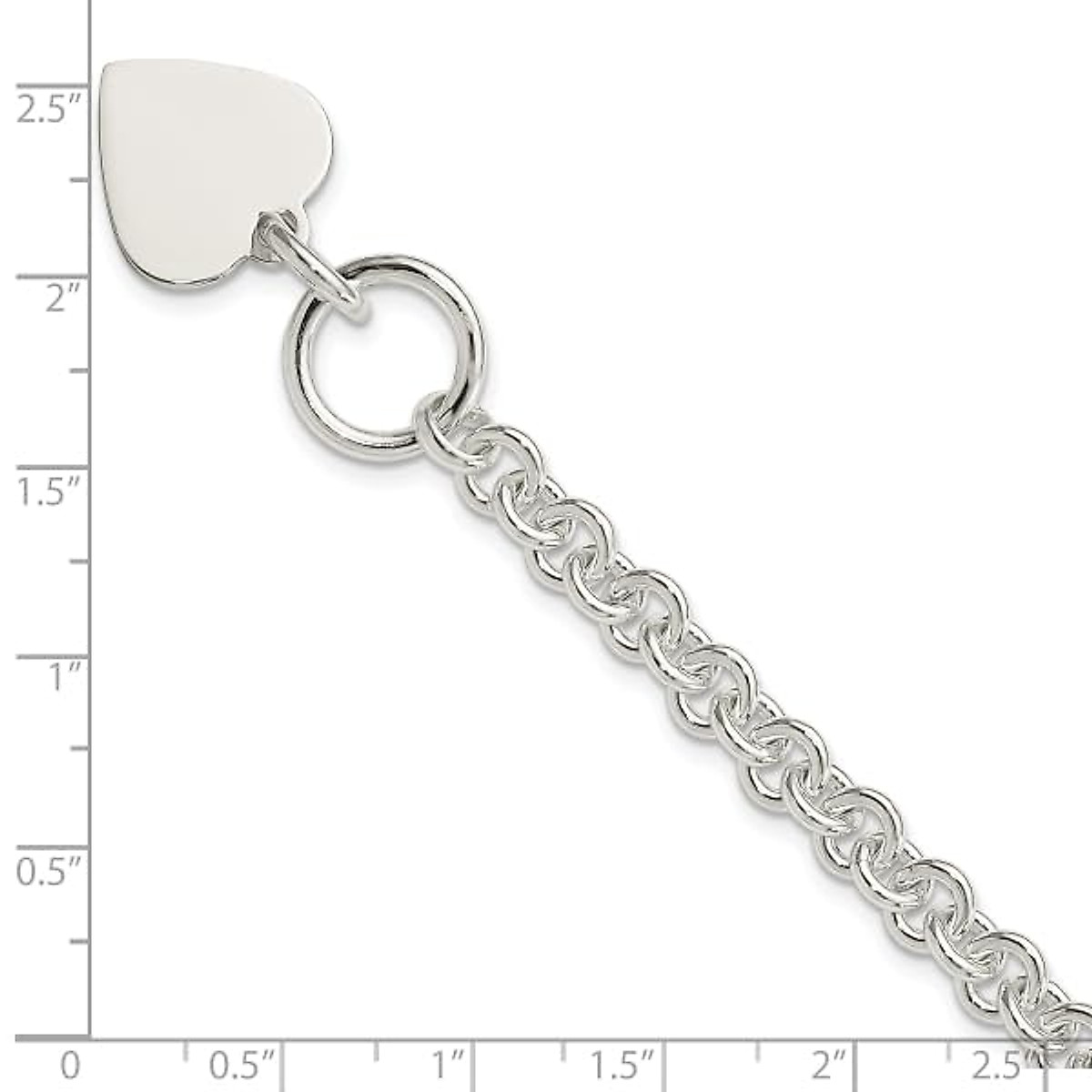 IceCarats 925 Sterling Silver Engraveable Heart Love Disc Link Toggle Chain Charm Bracelet 8.75 inch