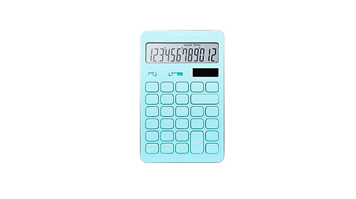Financial Office Calculator - 12-Digit Dual Power Solar Display