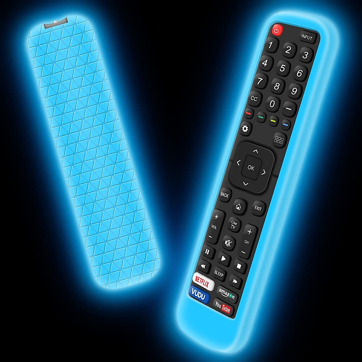 Silicone Protective Case for Hisense EN2A27 Remote Control, Anti-Slip Battery Back Cover for Hisense EN-2A27 Smart TV Remote Skin Sleeve Protector (Glow Blue)