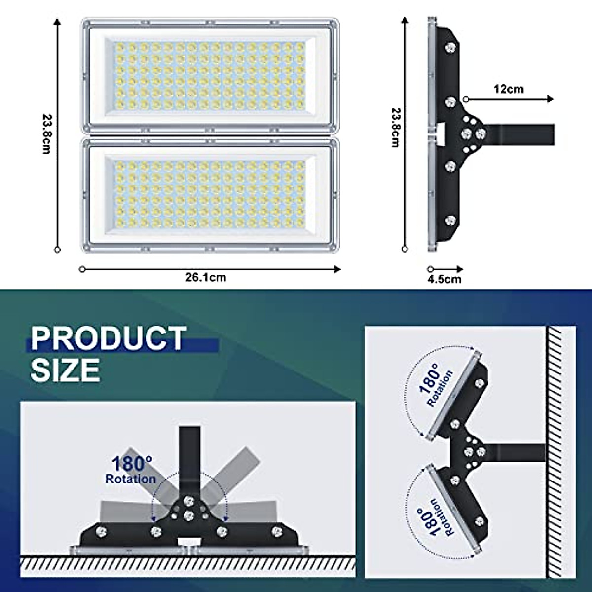YIVANNUO 200W LED Flood Light Outdoor, Super Bright 10000LM LED Stadium Lights with Wide Lighting Angle, 7000k Daylight White, IP67 Waterproof Security Lights for Backyard, Garden, Playground, Garage