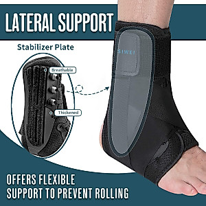 Lace Up Ankle Brace, Cross Strapping Ankle Stabilizer with Dual Side Support for Men & Women, Figure 8 Ankle Support Brace for Sprained Ankle (M)