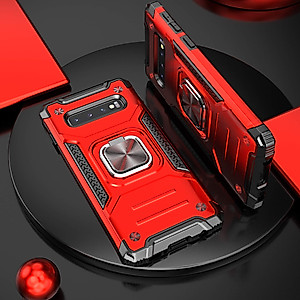 IDYStar for Galaxy S10 Case,Hybrid Drop Test Cover with Car Mount Kickstand Slim Fit Shockproof Hard Resistant Protective Phone Case for Galaxy S10,Red