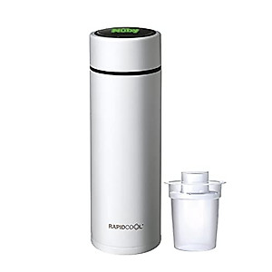 Nuby RapidCool Portable Baby Bottle Maker - BPA-Free Baby Formula Maker - Includes Milk Powder Dispenser and Digital Lid - Ideal for Travel Bottles and Night Feeds - Stainless Steel