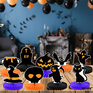 KatchOn, Halloween Centerpieces for Tables - Pack of 9 | Orange and Black Halloween Table Centerpiece for Halloween Table Decorations | Pumpkin Halloween Centerpiece for Halloween Decorations Indoor
