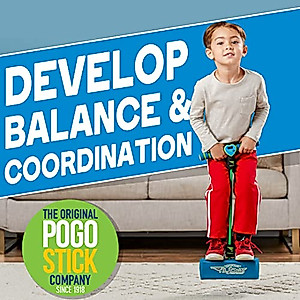 Flybar My First Foam Pogo Jumper for Kids Fun and Safe Pogo Stick for Toddlers, Durable Foam and Bungee Jumper for Ages 3 and up, Supports up to 250lbs (Blue LED)