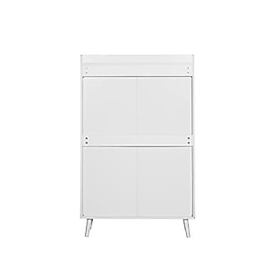 Henf White Wood Shoe Cabinet,Freestanding Shoe Rack Storage Organizer with 3 Flip Drawers and Wood Legs,Modern Slim Shoe Storage Cabinet for Entryway,Hallway