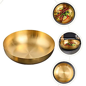 Hemoton Stainless Steel Mixing Bowl 9.4inch Japanese Ramen Noodle Bowl Gold Metal Soup Bowl Salad Serving Bowl for Fruit Udon Soba Pho Asian Noodles