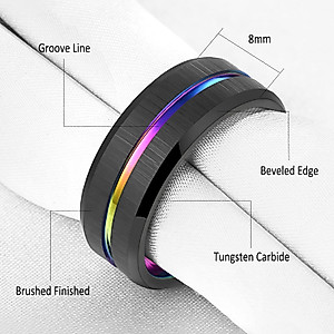 SHELOVES Black Plated Couples Women Purple Wedding Rings Sets His and Hers Men Tungsten Wedding Band 11+8.5