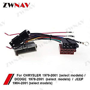 ZWNAV ISO Car Radio Wire Cable Wiring Harness Stereo Adapter Connector Adaptor Plug Power and LoudspeakerFit for Chrysler 1979-2001,Dodge 1978-2001,Jeep 1984-2001 (Select Models)