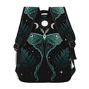 Juoritu Moth Plant Moon Backpacks, Laptop Backpacks Fit 15.6 Inch Laptop Notebook for Travel/Work/Gifts, Lightweight Bookbags for Men and Women